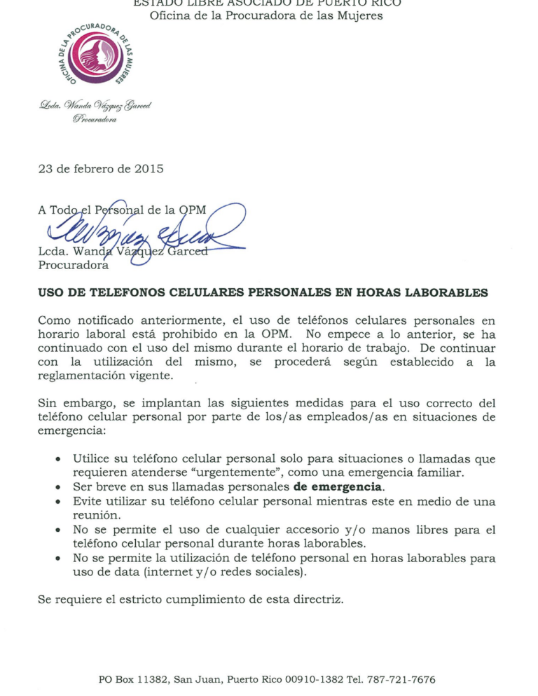 Guía para redactar un memorando por el uso de celular en el trabajo